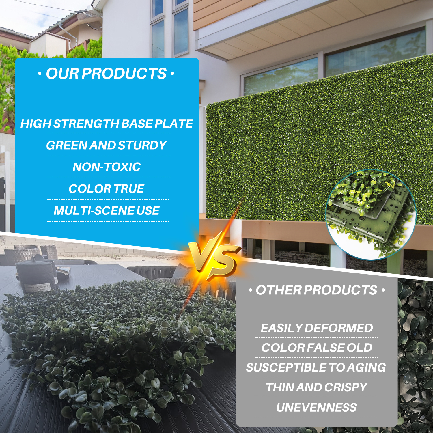 Artificial Boxwood Wall Hedge Mat Hard Panels Outdoor Grass Fence Style | eBay